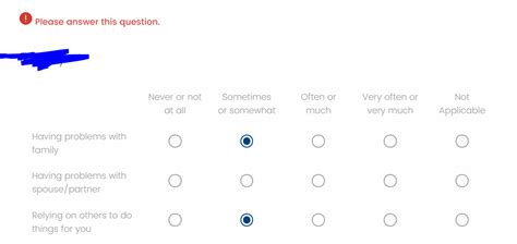 how to show the participant which specific question they have missed