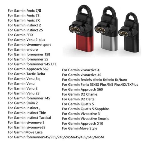 Type C Charger Adapter For Garmin Fenix X X X Tactix