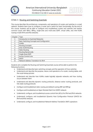 CCNA Routing And Switching Course Outline PDF Computer Networking Computing