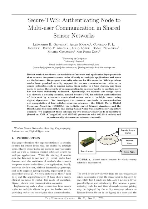 Pdf Secure Tws Authenticating Node To Multi User Communication In Shared Sensor Networks