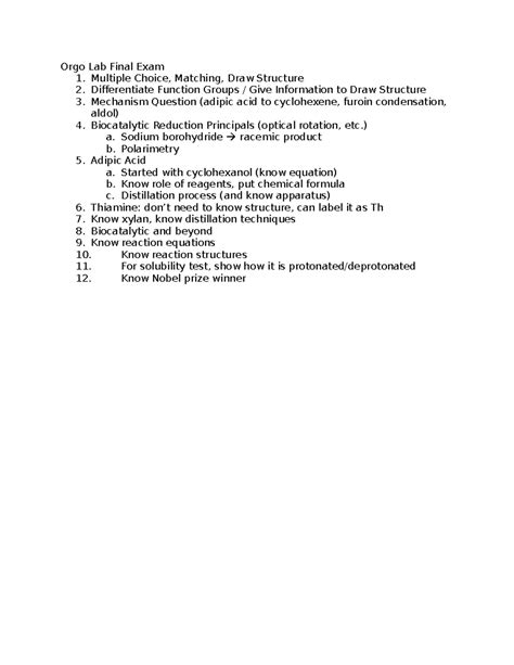 Orgo Lab Final Exam Study Guide Key Concepts And Mechanisms Studocu