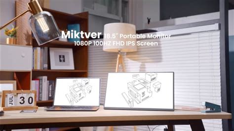 Miktver Portable Monitor 18 5inch 100HZ 1080P FHD Large Portable Monitor For Laptop USB C HDMI