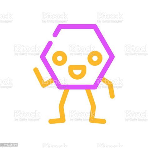 육각형 기하학적 모양 문자 컬러 아이콘 벡터 일러스트 레이 션 교육에 대한 스톡 벡터 아트 및 기타 이미지 교육 귀여운