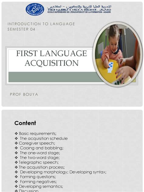 First Language Acquisition Pdf Language Acquisition Speech