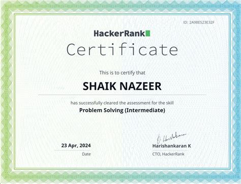 Problemsolving Certification Hackerrank Careerdevelopment Professionalgrowth Nazeer Shaik