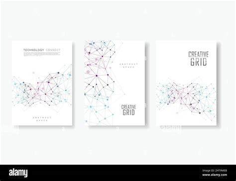 Abstract Polygonal Geometric Shape With Molecule Structure Style Vector Brochure Design Stock