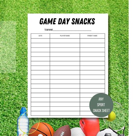 Snack Schedule Sign Up Sheet Soccer Snack Sign Up Team Snack Schedule