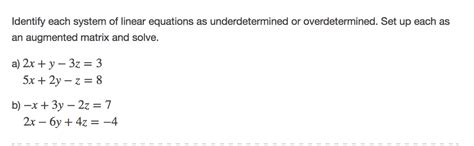 Solved Identify Each System Of Linear Equations As