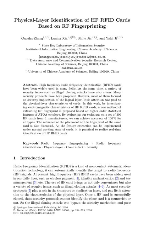 pdf physical layer identification of hf rfid cards based on rf