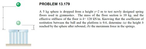 Solved Problem 13 179 A 5 Kg Sphere Is Dropped From A