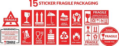 Packaging Or Fragile Stickers Editable Shipping Stamps Vector