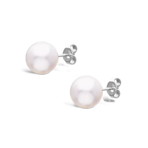 Akoya Pearl Stud Earrings In 18ct White Gold 95mm 10mm