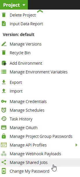 Manage Shared Jobs - Matillion Docs