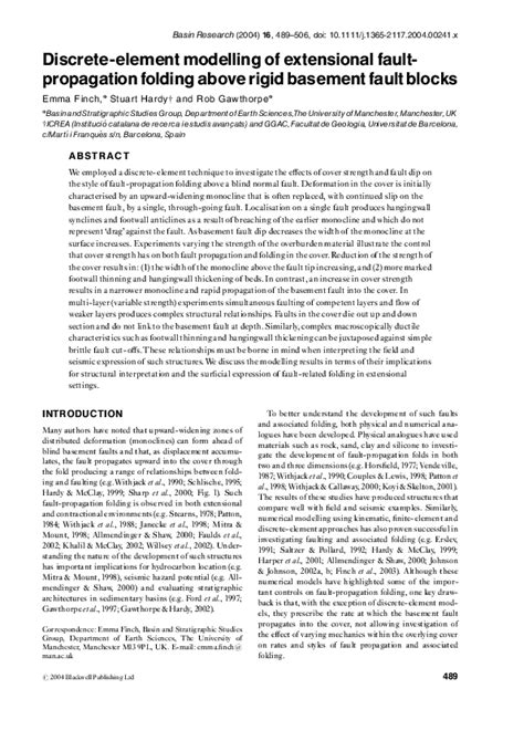 Pdf Discrete‐element Modelling Of Extensional Fault‐propagation