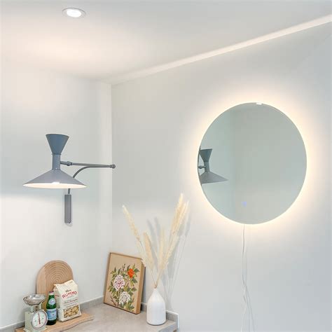 아워프레임 원형 벽거울 Led 간접조명 화장대 욕실 거울 아워프레임