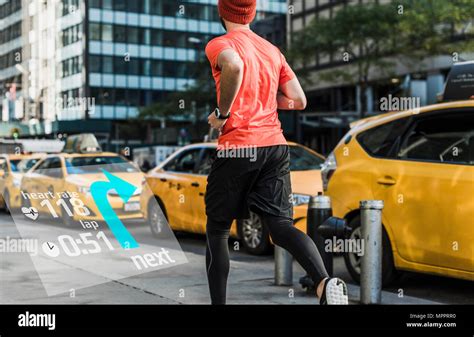 USA New York City Man Running In The City With Data Around Him Stock Photo Alamy
