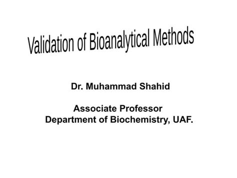 Bioanalytical Method Validation Pdf