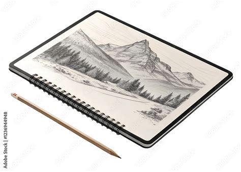 Sketchpad Drawing Mockup Png Isolated On White Background High Quality