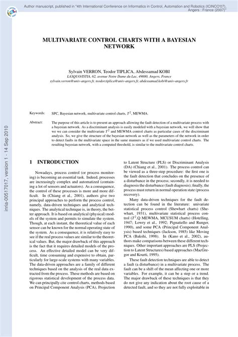 Pdf Multivariate Control Charts With A Bayesian Network