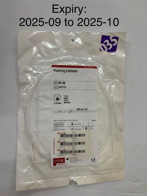 New Cook G22715 Pc 5e Cook G22715 Pc 5e Pushing Catheter Pc 5e
