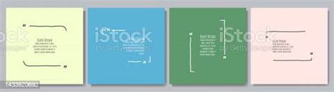 벡터 미니멀리스트 인용문 포스터 세트 따옴표 프레임 빈 템플릿 세트 인용 빈 연설 거품 컬러 낙서 손으로 그린 배경 소셜 미디어 블로그 게시물 웹 템플릿을위한 디자인 요소