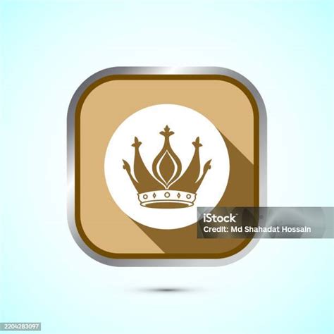 왕관 아이콘 디자인 그림 로얄 크라운 기호 기호 골드 컬러 그림자 버튼 디자인 공주에 대한 스톡 벡터 아트 및 기타 이미지 공주 권위 금 금속 Istock