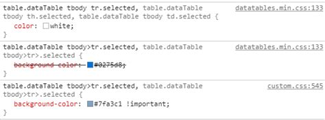 DT Select First Column Colour Different Ignoring Background Color Directive