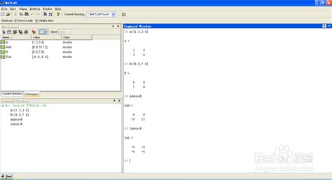 如何利用MATLAB求矩阵的和或差 百度经验