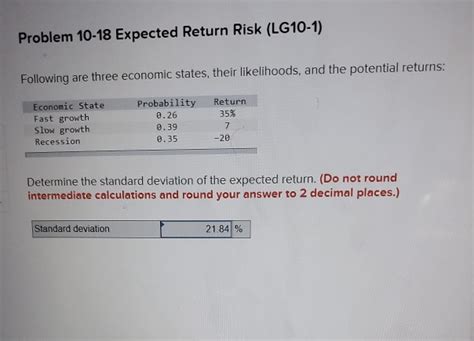 solved problem 10 18 expected return risk lg10 1 following