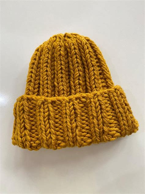 Mustard Yellow Crochet Beanie Woman And Man Beanie Handmade Etsy