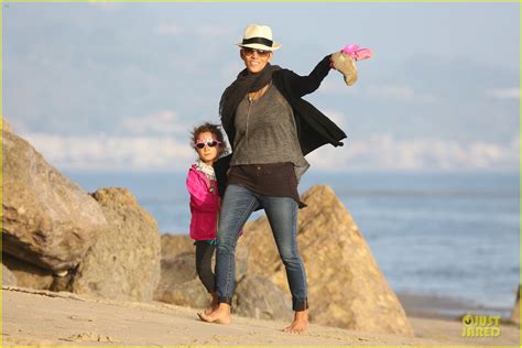 Photo Halle Berry Beach Strolling Duo Photo Just Jared