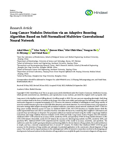 Pdf Lung Cancer Nodules Detection Via An Adaptive Boosting Algorithm Based On Self Normalized