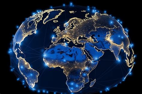premium photo digital earth rotating global network connection