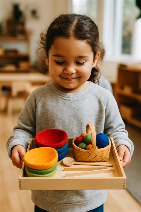 Montessori Color Sorting Game Wool Felt Bowls Eando Montessori