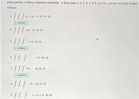 solved evaluating a triple iterated integral in exercises 3