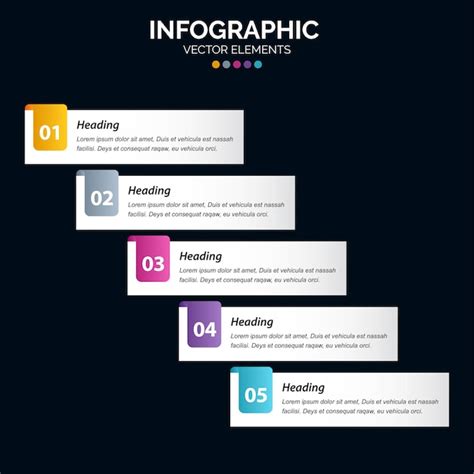 5 옵션 Infographics 다이어그램 연례 보고서 웹 디자인 비즈니스 개념 단계 또는 프로세스 벡터 그림 무료 벡터