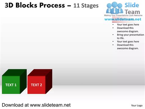 D Blocks Cubes Squares Stacked One On Top Of Another Process Process Stages Powerpoint