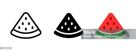 수박 슬라이스 아이콘입니다 삼각형의 수박 조각 와 씨앗 벡터 Illustration 수박 간단하고 귀여운 만화 기호 빨간 잘