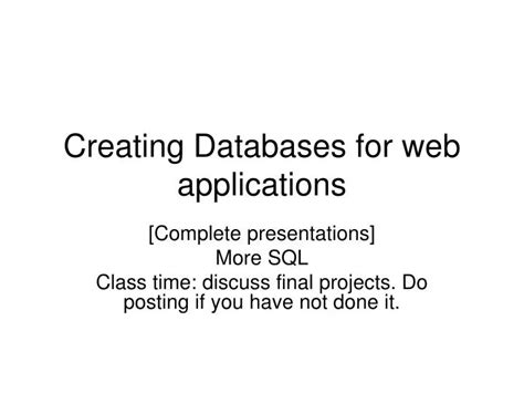 ppt creating databases for web applications powerpoint presentation