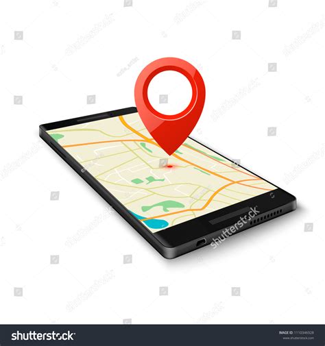 Black Smartphone Map Gps Navigation Application Stock Vector Royalty Free