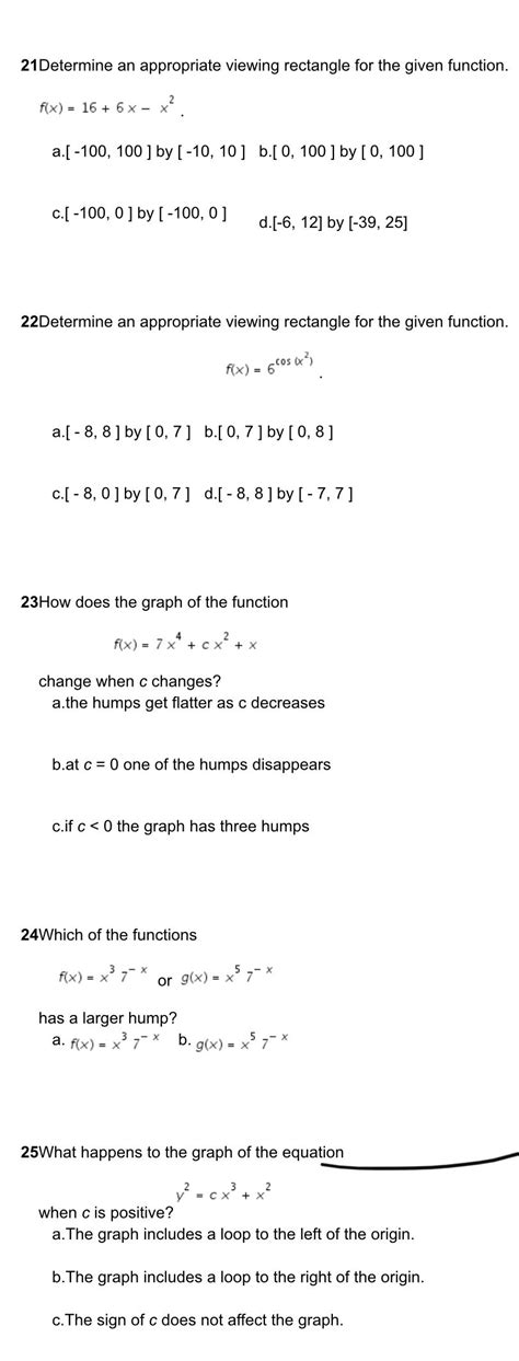 solved 21determine an appropriate viewing rectangle for the
