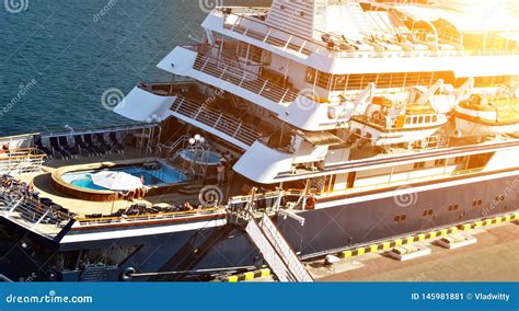 Sun Lounger at Deck Stern Cruise Ship in the Sea Stock Image - Image of ...