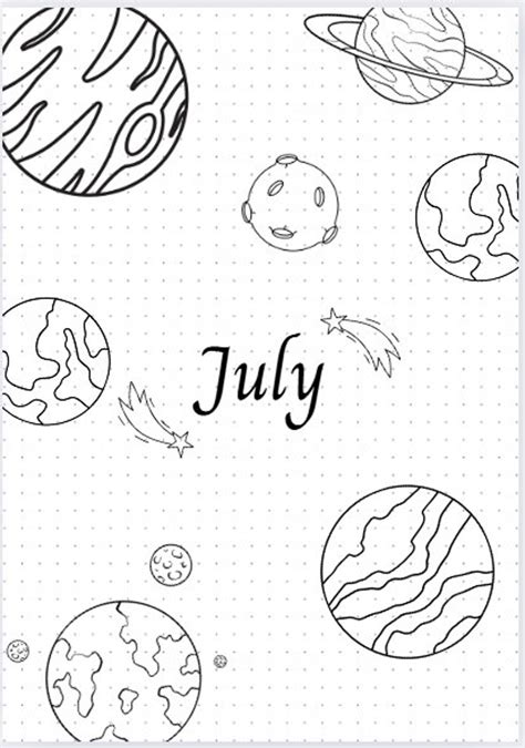 July Cover Page Printable Bullet Journal Etsy