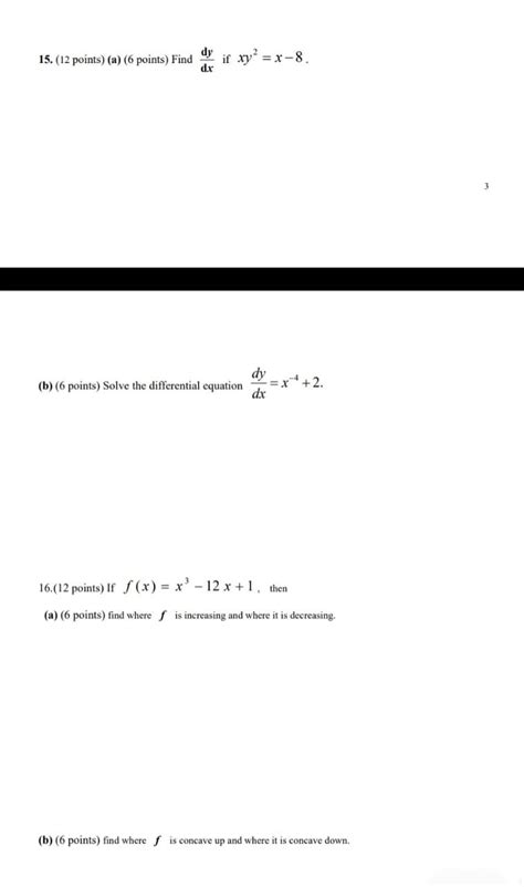 Solved 15 12 Points A 6 Points Find Dxdy If Xy2x−8