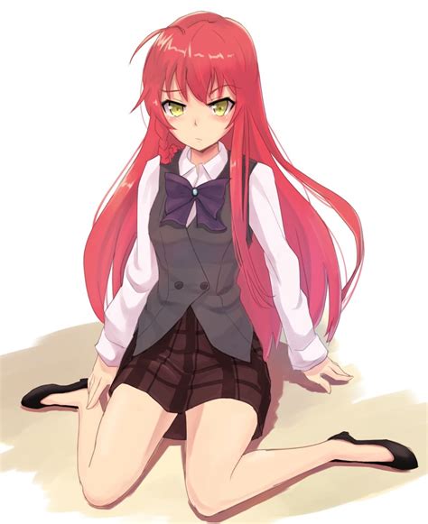 Anime Girl With Red Hair And Yellow Eyes
