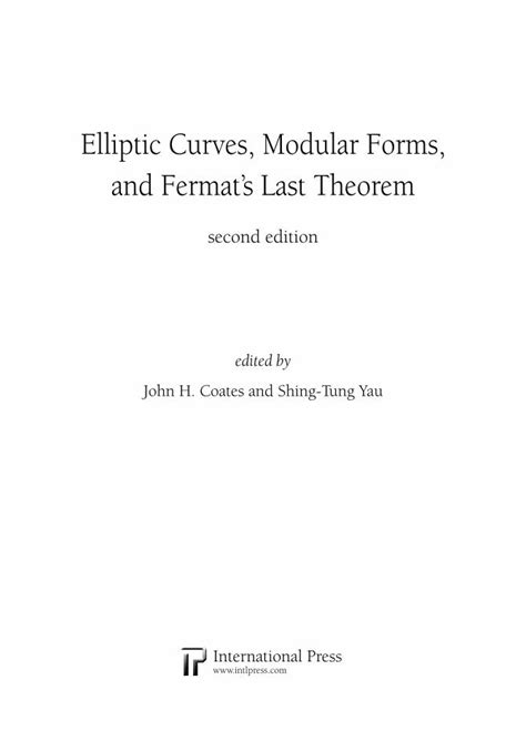Pdf Elliptic Curves Modular Forms And Fermats Last Theorem