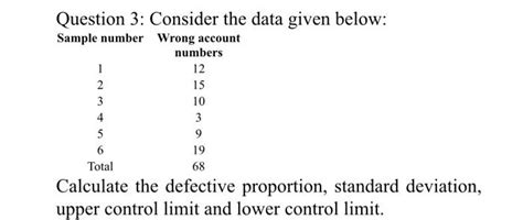solved question 3 consider the data given below calculate