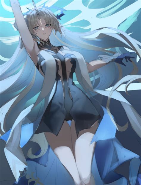 I A N Fleurdelys Wuthering Waves Wuthering Waves 1girl Arm Up Black Dress Blonde Hair