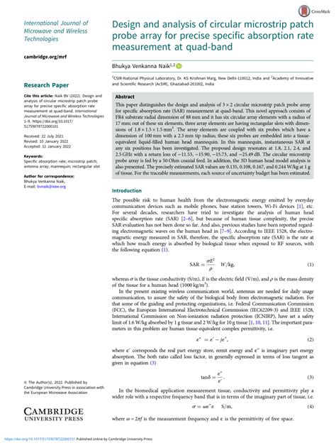 Pdf Design And Analysis Of Circular Microstrip Patch Probe Array For
