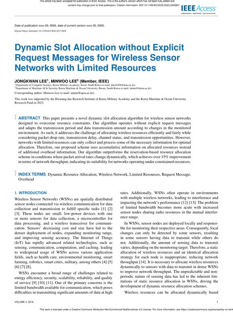 Pdf Dynamic Slot Allocation Without Explicit Request Messages For Wireless Sensor Networks